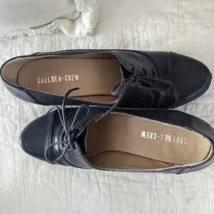 Shoes | Chelsea Crew Maytal Navy Leather Oxford Heels | Poshmark